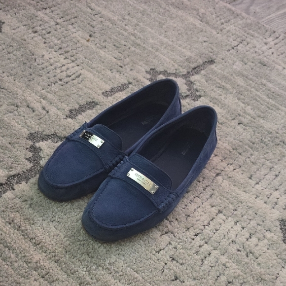 Coach | Shoes | Coach Blue Leather Loafers With Silver Accents | Poshmark